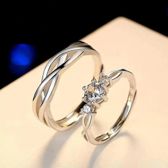 Jewelry | 2pcs Sterling Silver Love Intertwined Matching Couple Rings ...